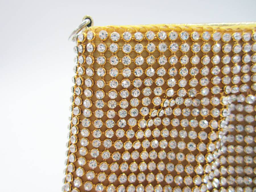 Gold Crystal rhinestone diamond pouch small women wallet coin purse ...