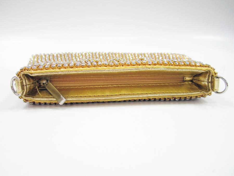 Gold Crystal rhinestone diamond pouch small women wallet coin purse ...